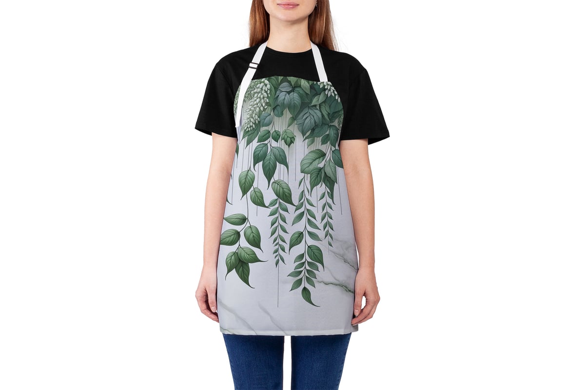 Фартук кухонный JoyArty Стена листьев, универсальный размер, для женщин и мужчин, ap_sd3535 ...