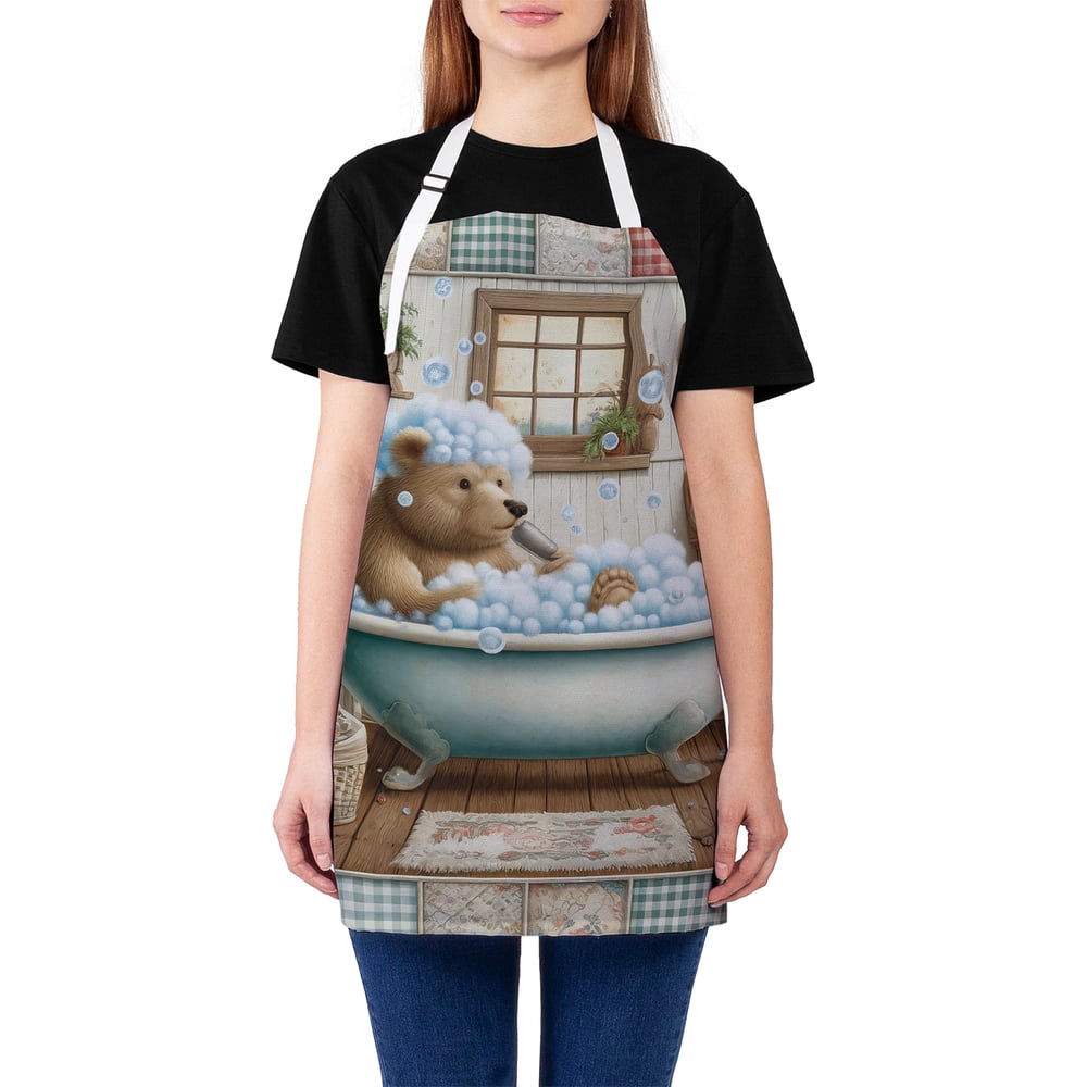 Фартук кухонный JoyArty Медведь в ванной, универсальный размер, для женщин и мужчин, ap_sd3550 ...