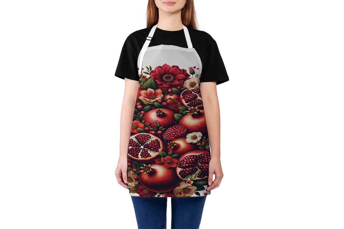 Фартук кухонный JoyArty Гранатовый букет, универсальный размер, для женщин и мужчин, ap_sd3435 ...