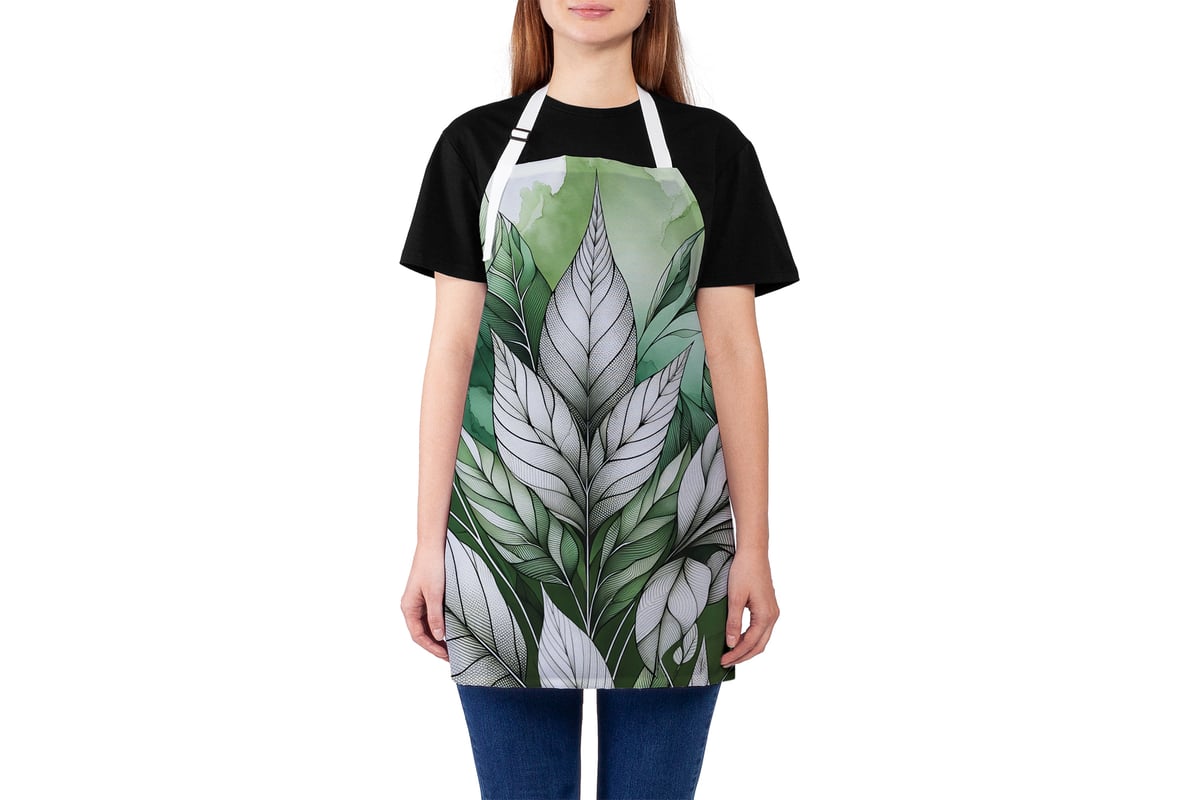 Фартук кухонный JoyArty Рисунок листьев, универсальный размер, для женщин и мужчин, ap_sd3477 ...