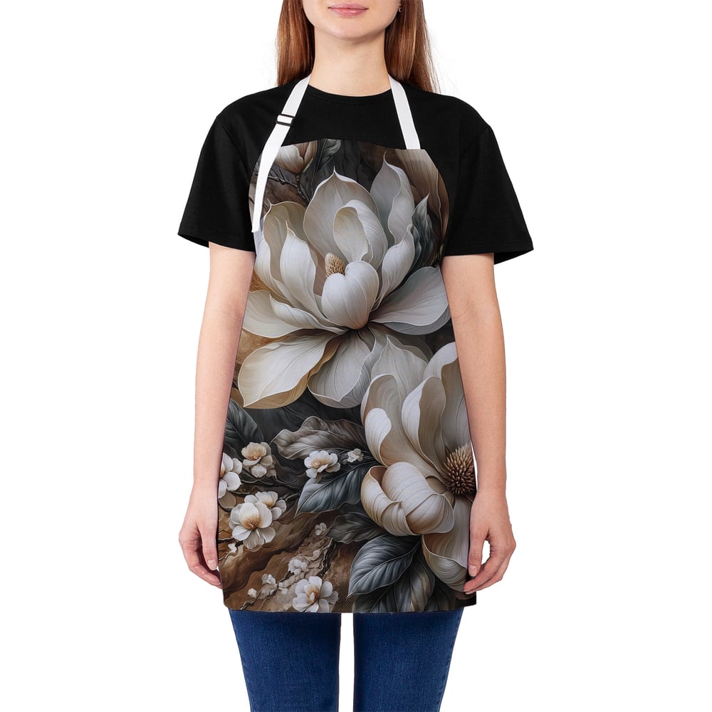 Фартук кухонный JoyArty Магнолия и мрамор, универсальный размер, для женщин и мужчин, ap_sd3482 ...