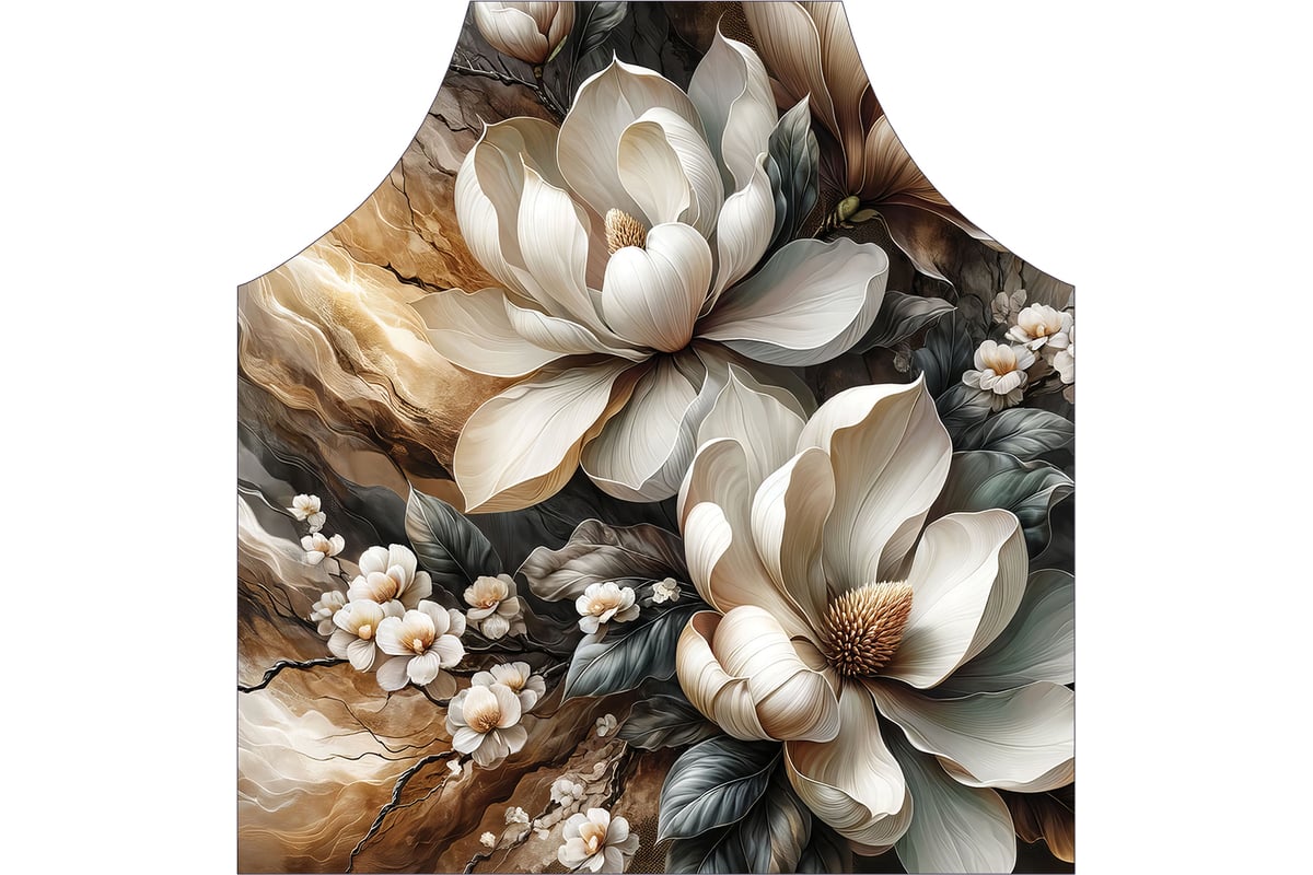 Фартук кухонный JoyArty Магнолия и мрамор, универсальный размер, для женщин и мужчин, ap_sd3482 ...