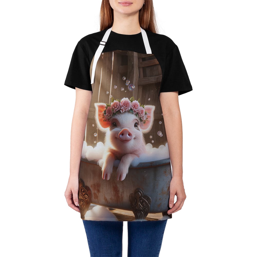 Фартук кухонный JoyArty Хрюша с розами, универсальный размер, для женщин и мужчин, ap_sd3576 ...