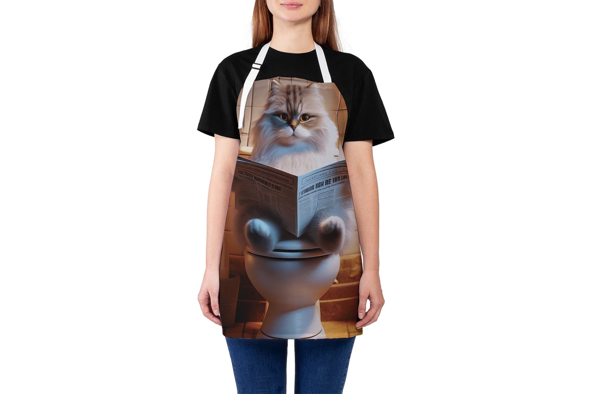Фартук кухонный JoyArty Кот отдыхает, универсальный размер, для женщин и мужчин, ap_sd3478 ...