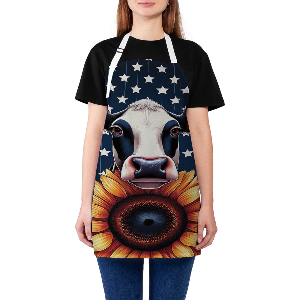 Фартук кухонный JoyArty Корова и подсолнух, универсальный размер, для женщин и мужчин, ap_sd3437 ...
