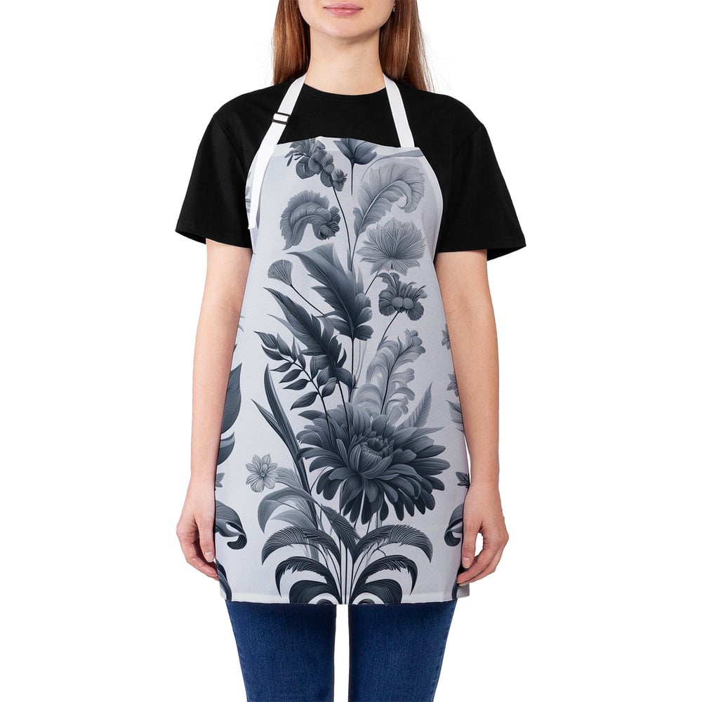 Фартук кухонный JoyArty Серые цветы, универсальный размер, для женщин и мужчин, ap_sd3556 ...