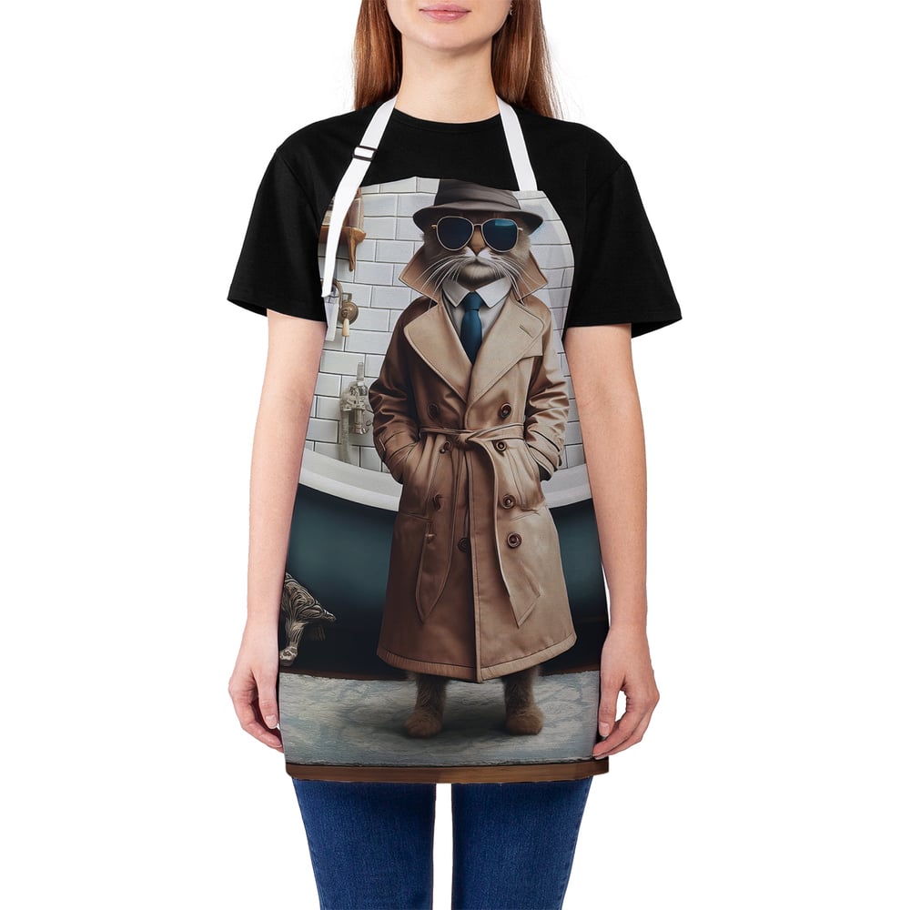 Фартук кухонный JoyArty Кот шпион, универсальный размер, для женщин и мужчин, ap_sd3560 ...