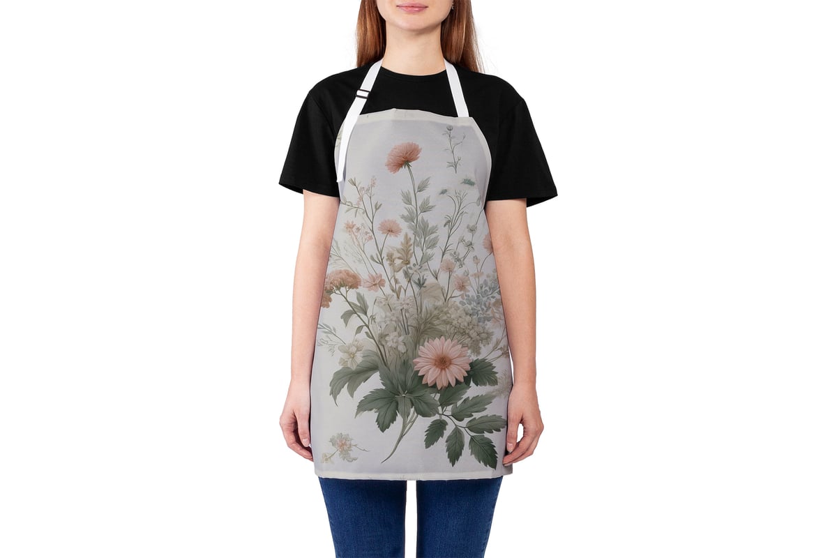 Фартук кухонный JoyArty Цветочки нежные, универсальный размер, для женщин и мужчин, ap_sd3551 ...