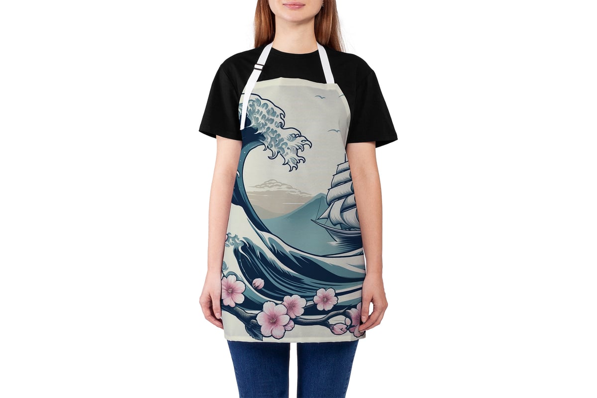 Фартук кухонный JoyArty Корабль на волнах, универсальный размер, для женщин и мужчин, ap_sd3565 ...