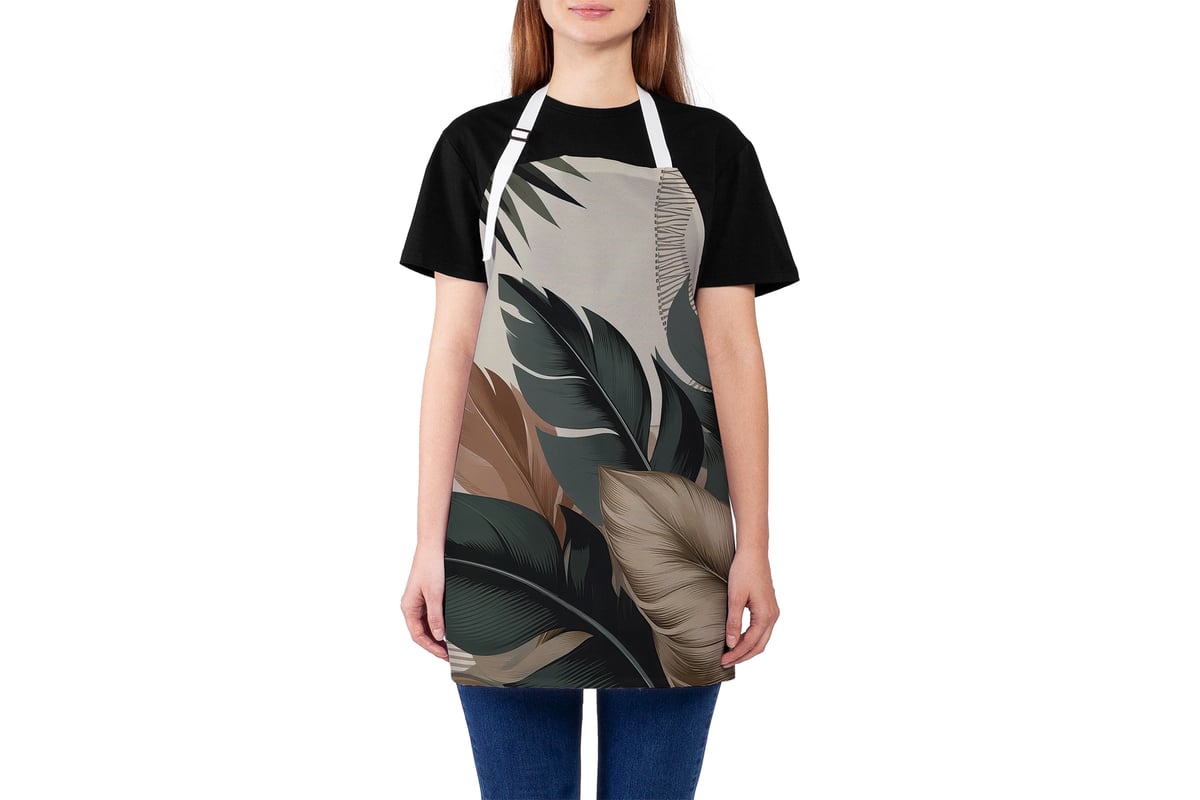 Фартук кухонный JoyArty Банановые листья, универсальный размер, для женщин и мужчин, ap_sd3580 ...