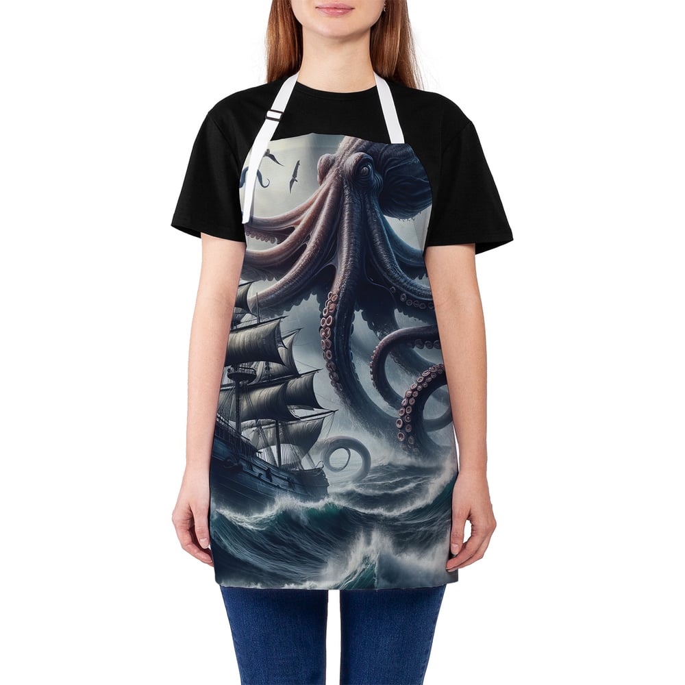 Фартук кухонный JoyArty Гигант осьминог, универсальный размер, для женщин и мужчин, ap_sd3486 ...