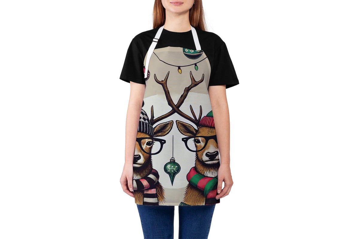 Фартук кухонный JoyArty Олени на празднике, универсальный размер, для женщин и мужчин, серия ...