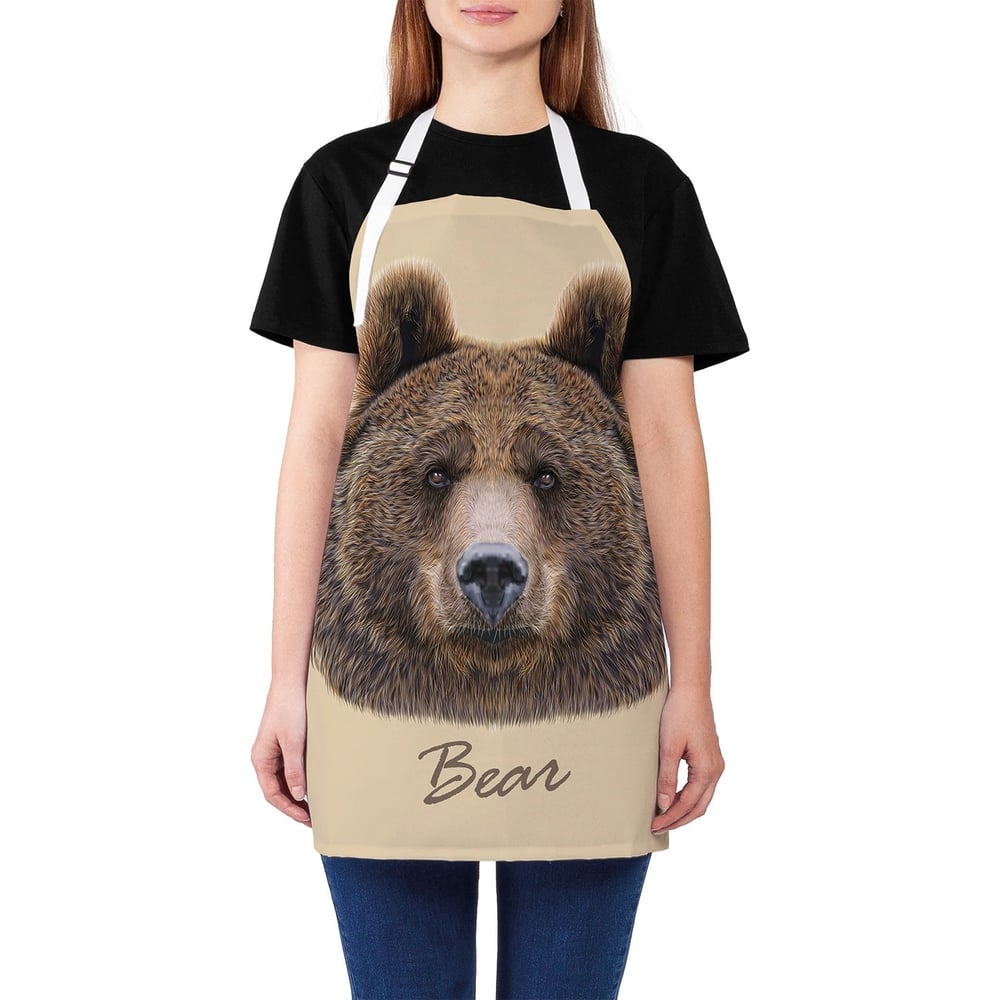 Кухонный фартук JOYARTY Медведь и надпись, универсальный размер для женщин и мужчин ap_44031 ...