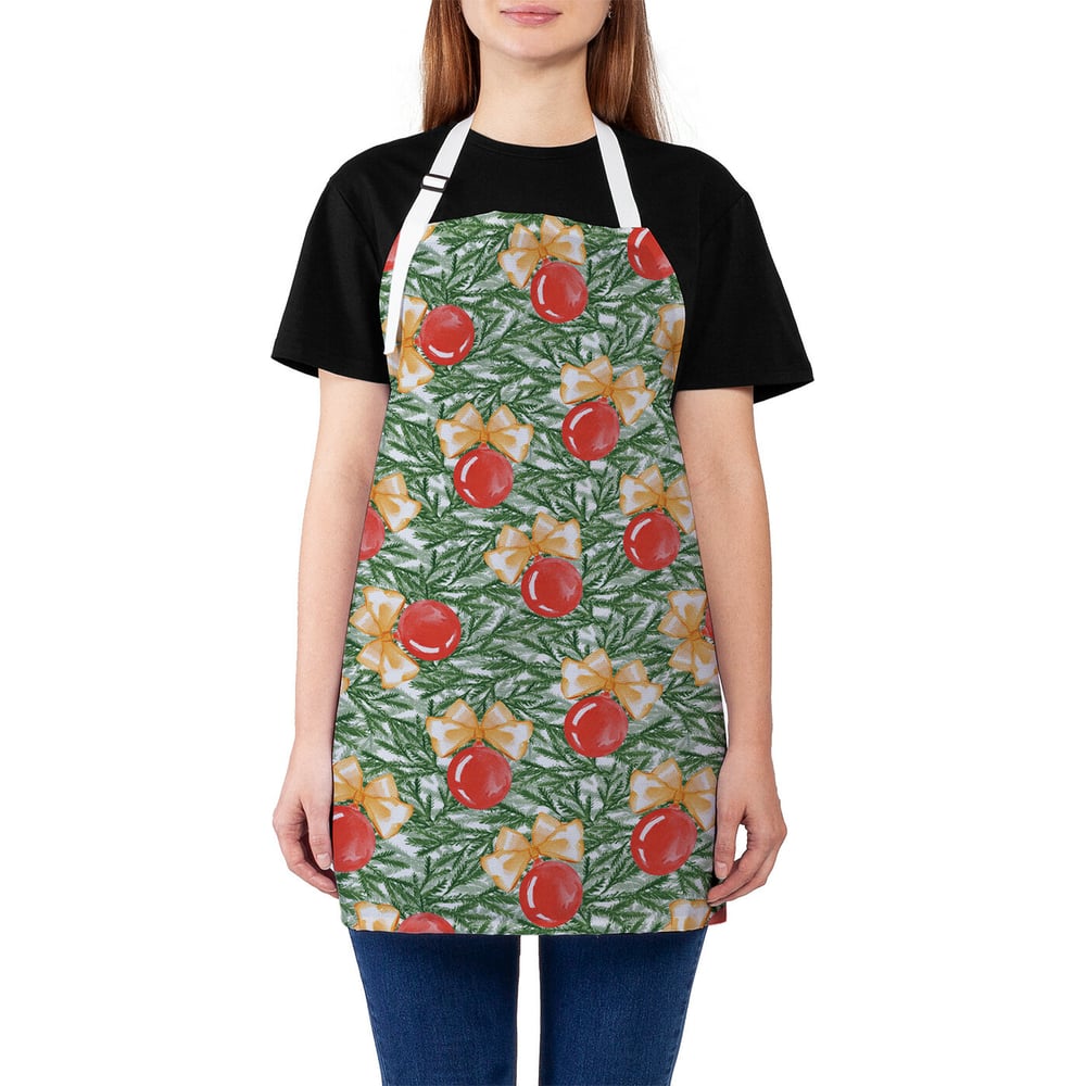 Кухонный фартук JOYARTY Акварельные шары на елке, универсальный размер для женщин и мужчин ap ...