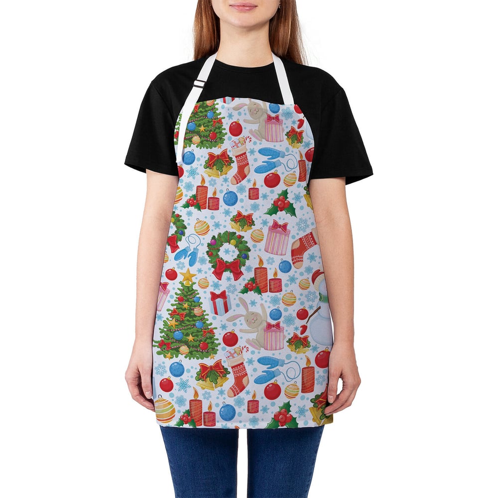 Кухонный фартук JOYARTY Новогодние снеговики, универсальный размер для женщин и мужчин ap_419872 ...