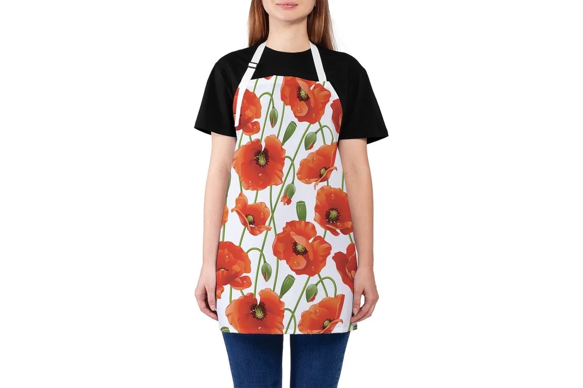 Кухонный фартук JOYARTY Бескрайние маки, универсальный размер для женщин и мужчин ap_11900 ...