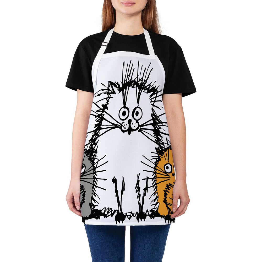 Кухонный фартук JOYARTY Мохнатые коты, универсальный размер для женщин и мужчин ap_17711 ...