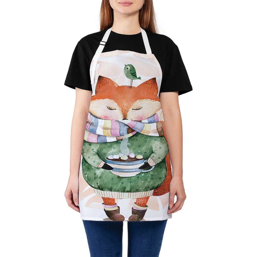 Кухонный фартук JOYARTY Лисенок согревается, универсальный размер для женщин и мужчин ap_25202 ...