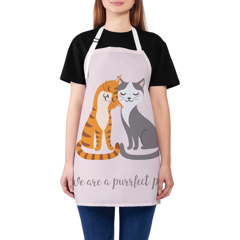 Кухонный фартук JOYARTY Лучшая пара котиков, универсальный размер для женщин и мужчин ap_92004 ...