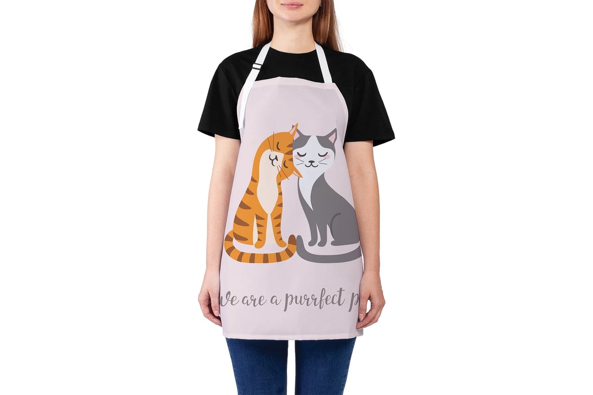 Кухонный фартук JOYARTY Лучшая пара котиков, универсальный размер для женщин и мужчин ap_92004 ...