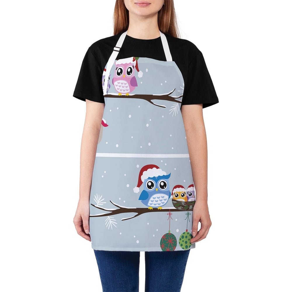 Кухонный фартук JOYARTY Новогодние совы, универсальный размер для женщин и мужчин ap_19400 ...