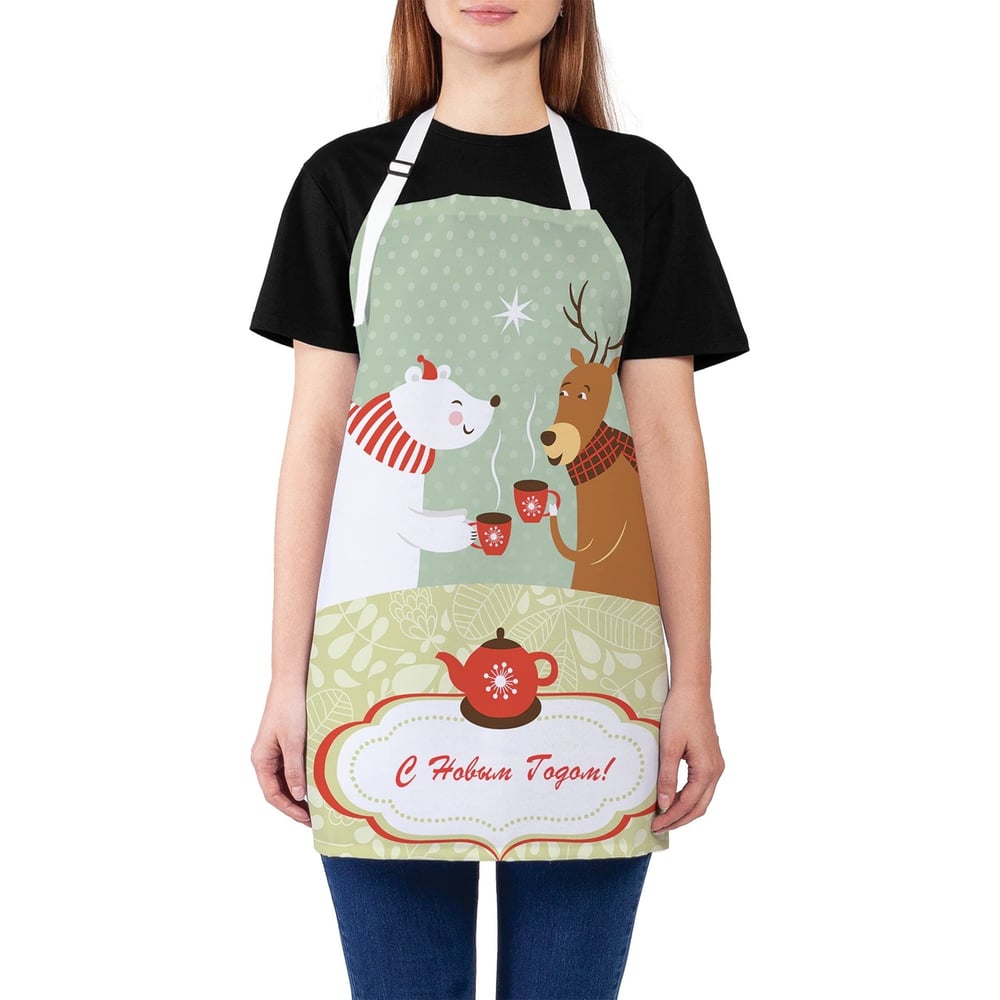 Кухонный фартук JOYARTY Чаепитие с друзьями, универсальный размер для женщин и мужчин ap_78078 ...