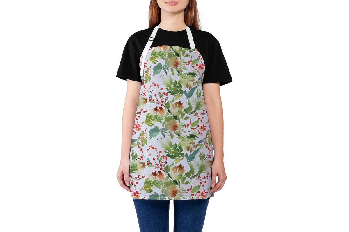 Кухонный фартук JOYARTY Акварельный новый год, универсальный размер для женщин и мужчин ap ...