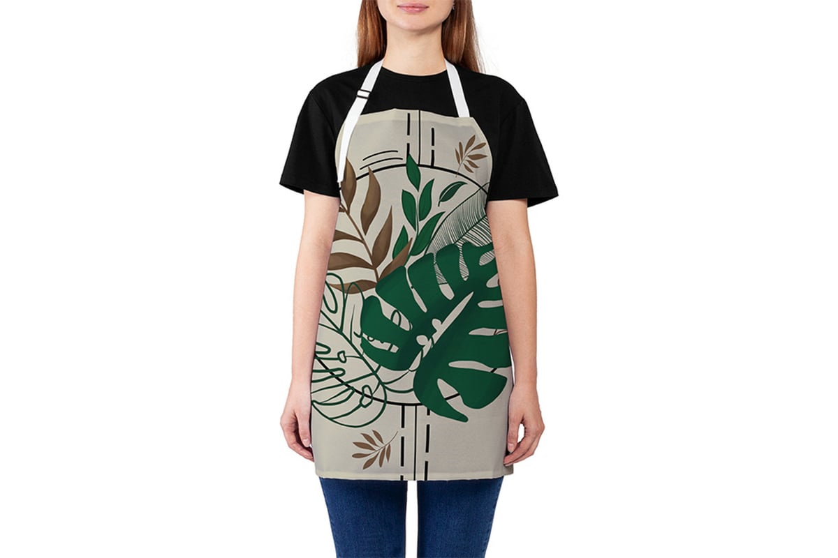 Кухонный фартук JOYARTY Листья монстеры, универсальный размер для женщин и мужчин ap_420329 ...