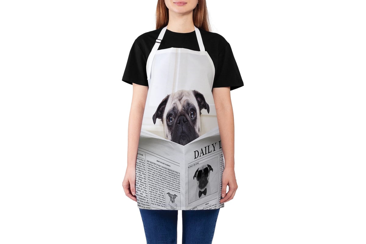 Кухонный фартук JOYARTY Собака с газетой, универсальный размер для женщин и мужчин ap_41936 ...