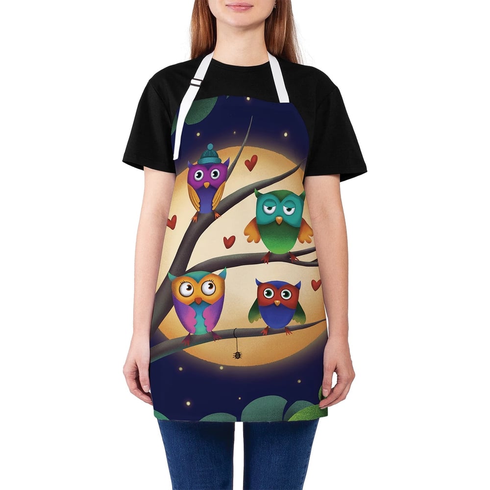 Кухонный фартук JOYARTY Совы ночью, универсальный размер для женщин и мужчин ap_378656 ...