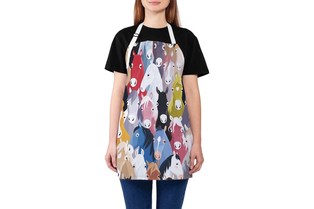 Кухонный фартук JOYARTY Конная радуга, универсальный размер для женщин и мужчин ap_12428 ...