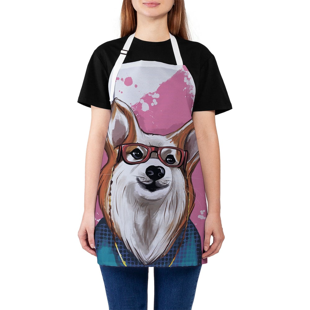Кухонный фартук JOYARTY Стильный корги, универсальный размер для женщин и мужчин ap_385294 ...