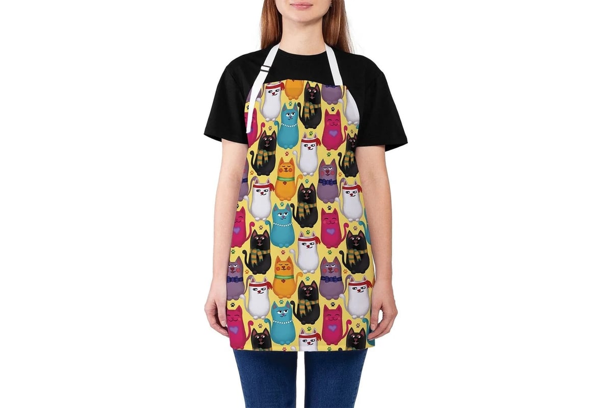 Кухонный фартук JOYARTY Стильные котики, универсальный размер для женщин и мужчин ap_378649 ...