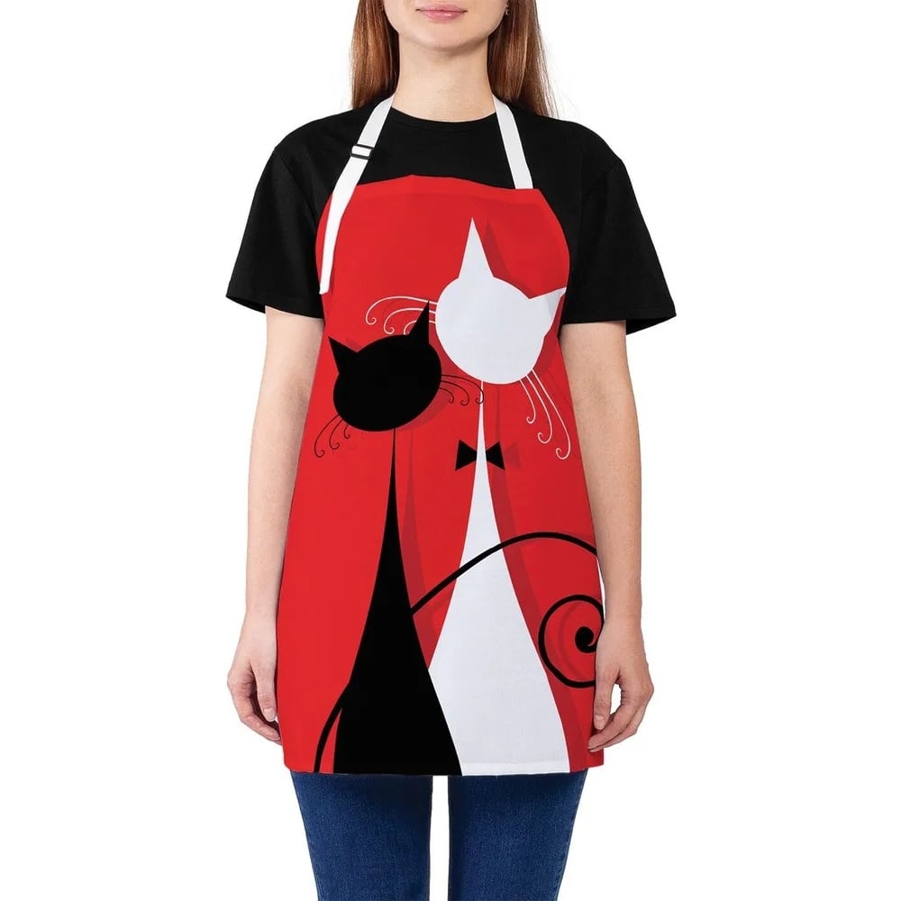 Кухонный фартук JOYARTY Кошачье свидание, универсальный размер для женщин и мужчин ap_33480 ...