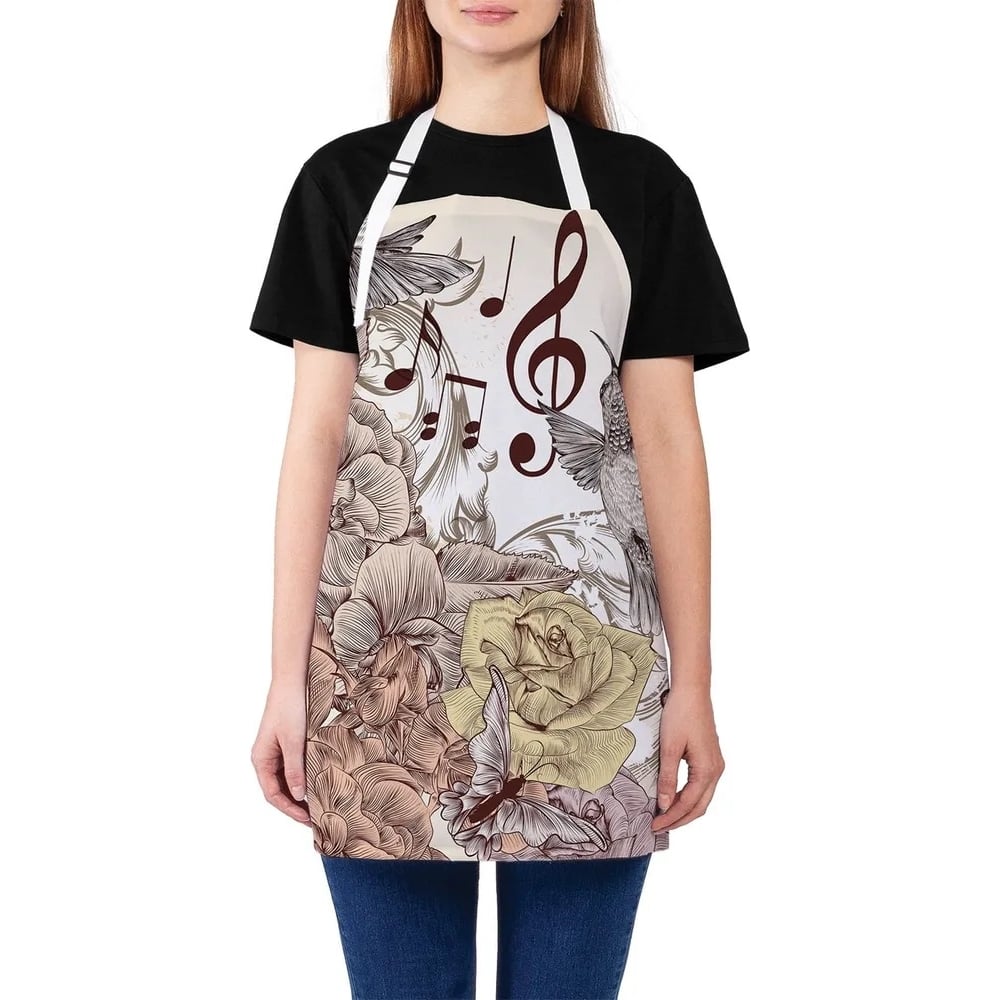 Кухонный фартук JOYARTY Птичьи ноты, универсальный размер для женщин и мужчин ap_12384 ...