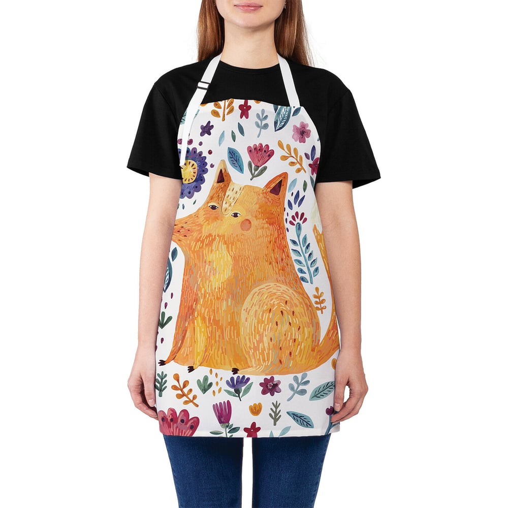 Кухонный фартук JOYARTY Довольная лиса, универсальный размер для женщин и мужчин ap_78049 ...
