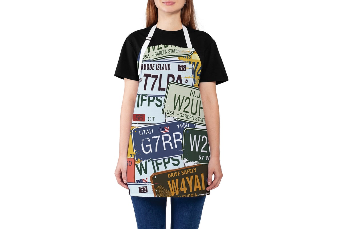 Кухонный фартук JOYARTY Номерные знаки, универсальный размер для женщин и мужчин ap_13155 ...