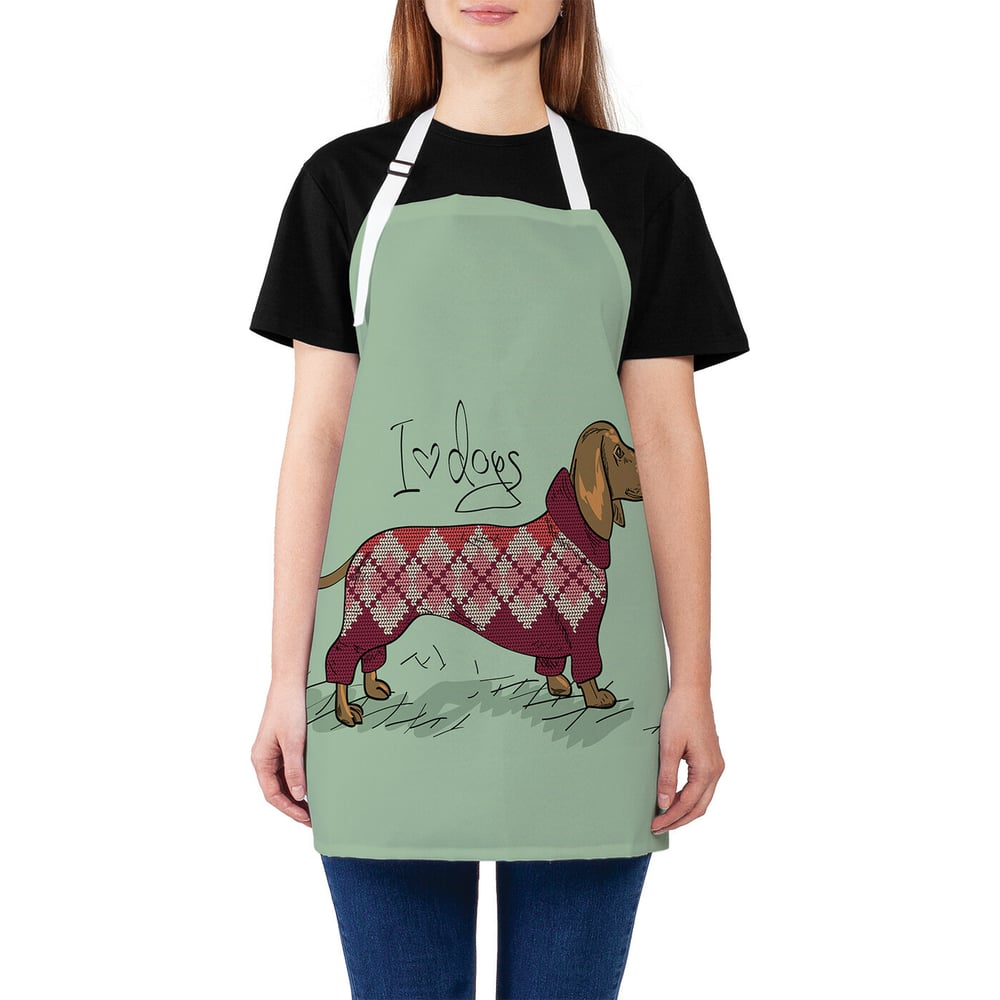 Кухонный фартук JOYARTY Люблю таксу, универсальный размер для женщин и мужчин ap_53890 ...
