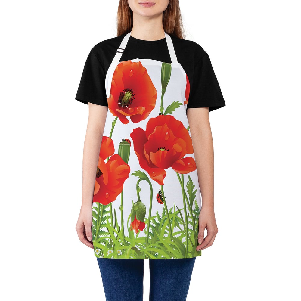 Кухонный фартук JOYARTY Ароматные маки, универсальный размер для женщин и мужчин ap_11353 ...