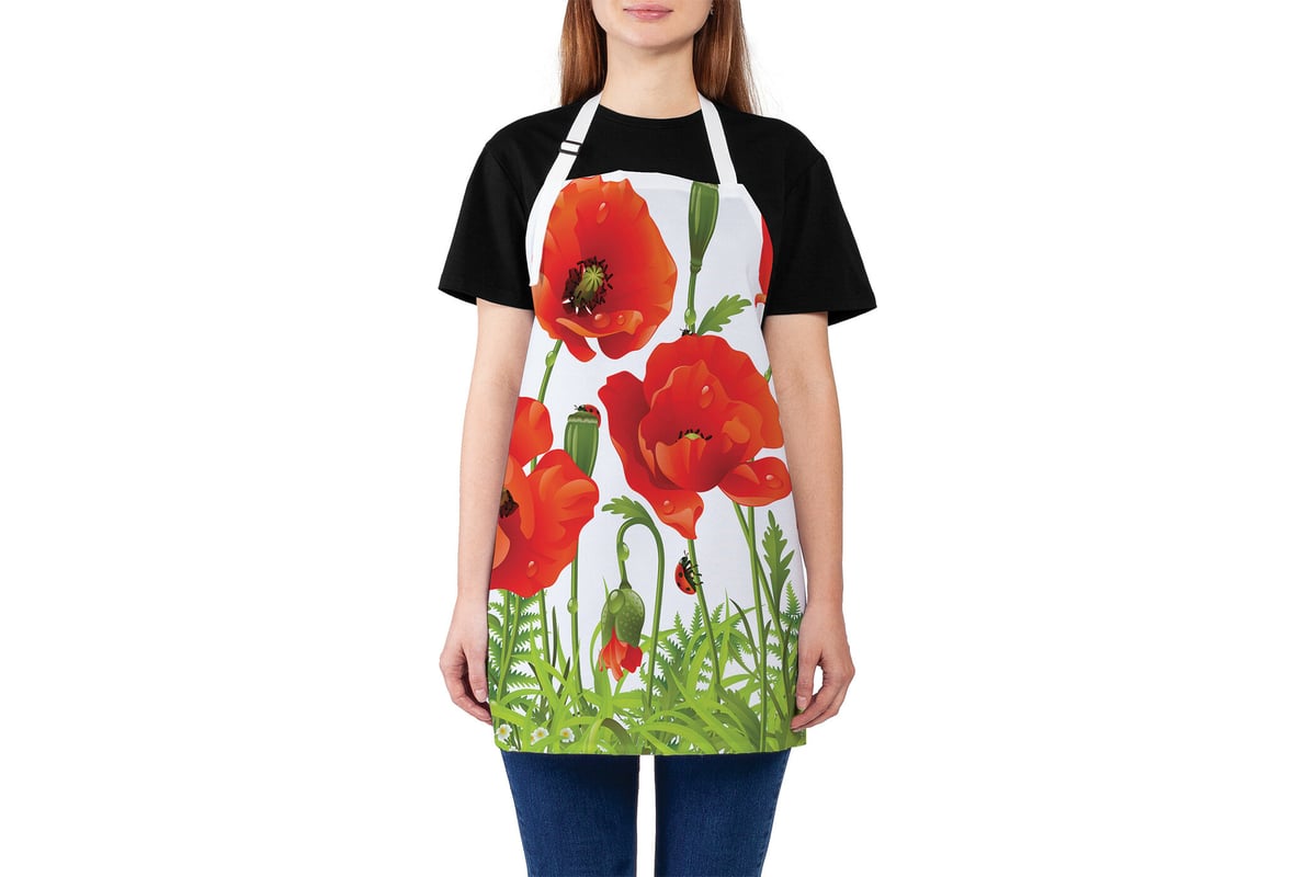 Кухонный фартук JOYARTY Ароматные маки, универсальный размер для женщин и мужчин ap_11353 ...