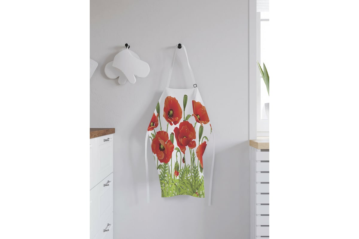 Кухонный фартук JOYARTY Ароматные маки, универсальный размер для женщин и мужчин ap_11353 ...
