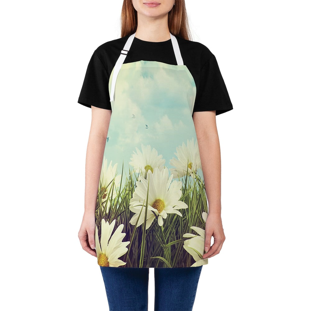 Кухонный фартук JOYARTY Ромашки под небом, универсальный размер для женщин и мужчин ap_2394 ...