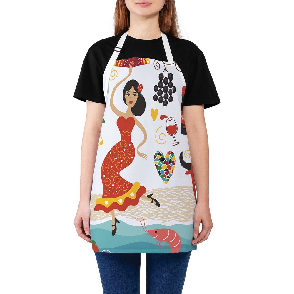 Кухонный фартук JOYARTY Испанское веселье, универсальный размер для женщин и мужчин ap_7256 ...