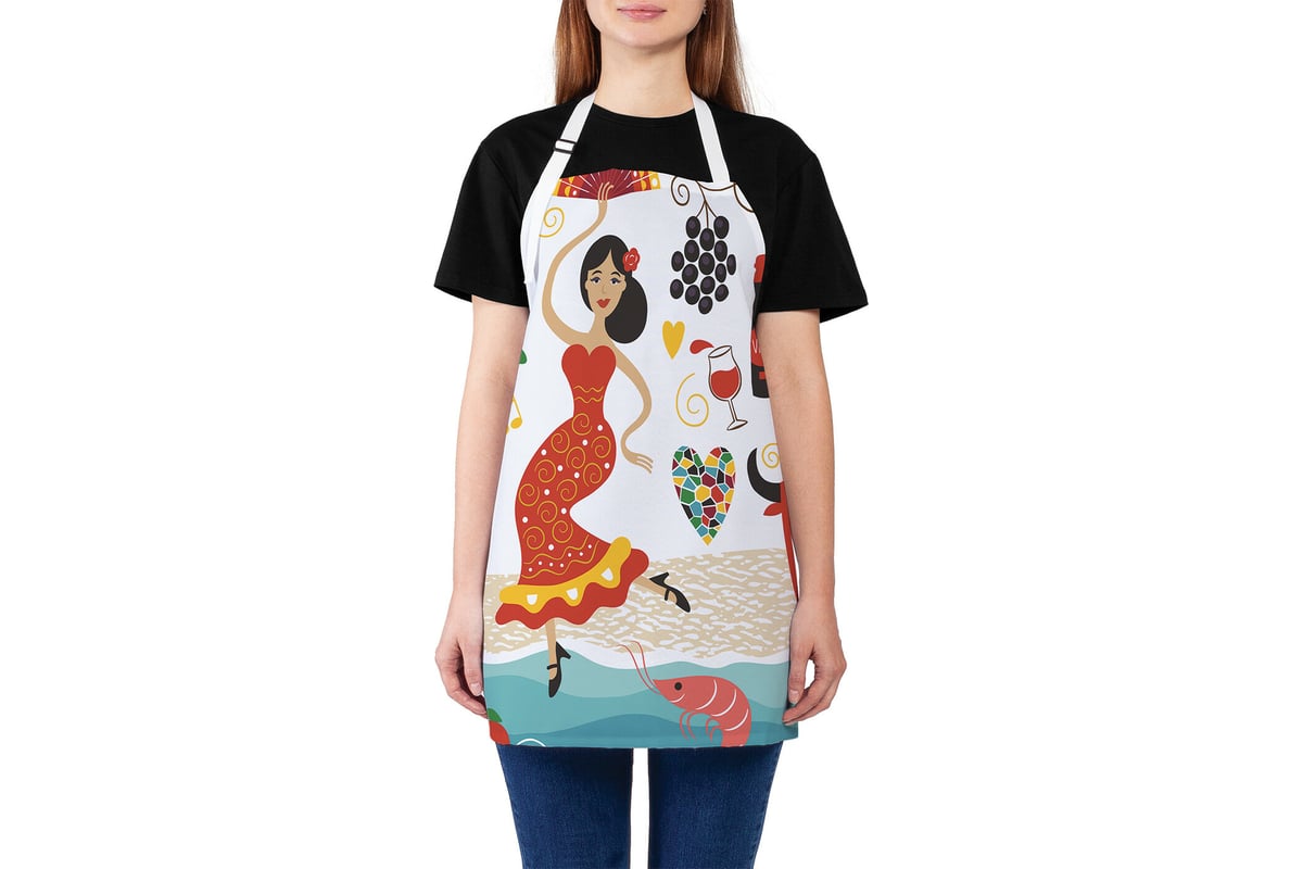 Кухонный фартук JOYARTY Испанское веселье, универсальный размер для женщин и мужчин ap_7256 ...