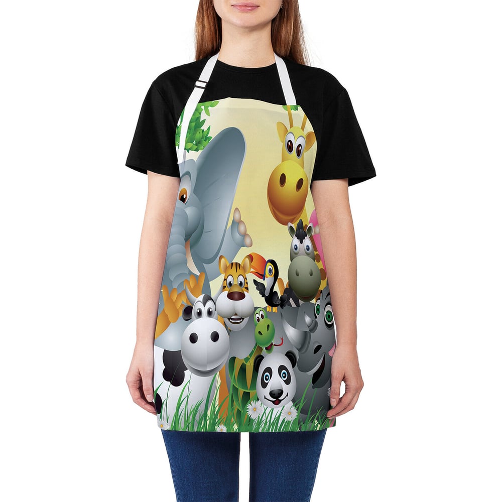 Кухонный фартук JOYARTY Дружные зверюшки, универсальный размер для женщин и мужчин ap_36641 ...