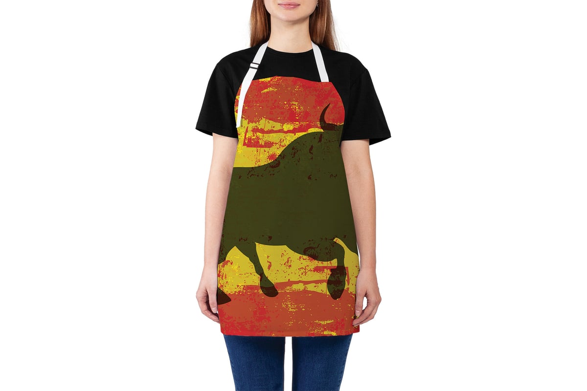Кухонный фартук JOYARTY Разъяренный бык, универсальный размер для женщин и мужчин ap_7255 ...