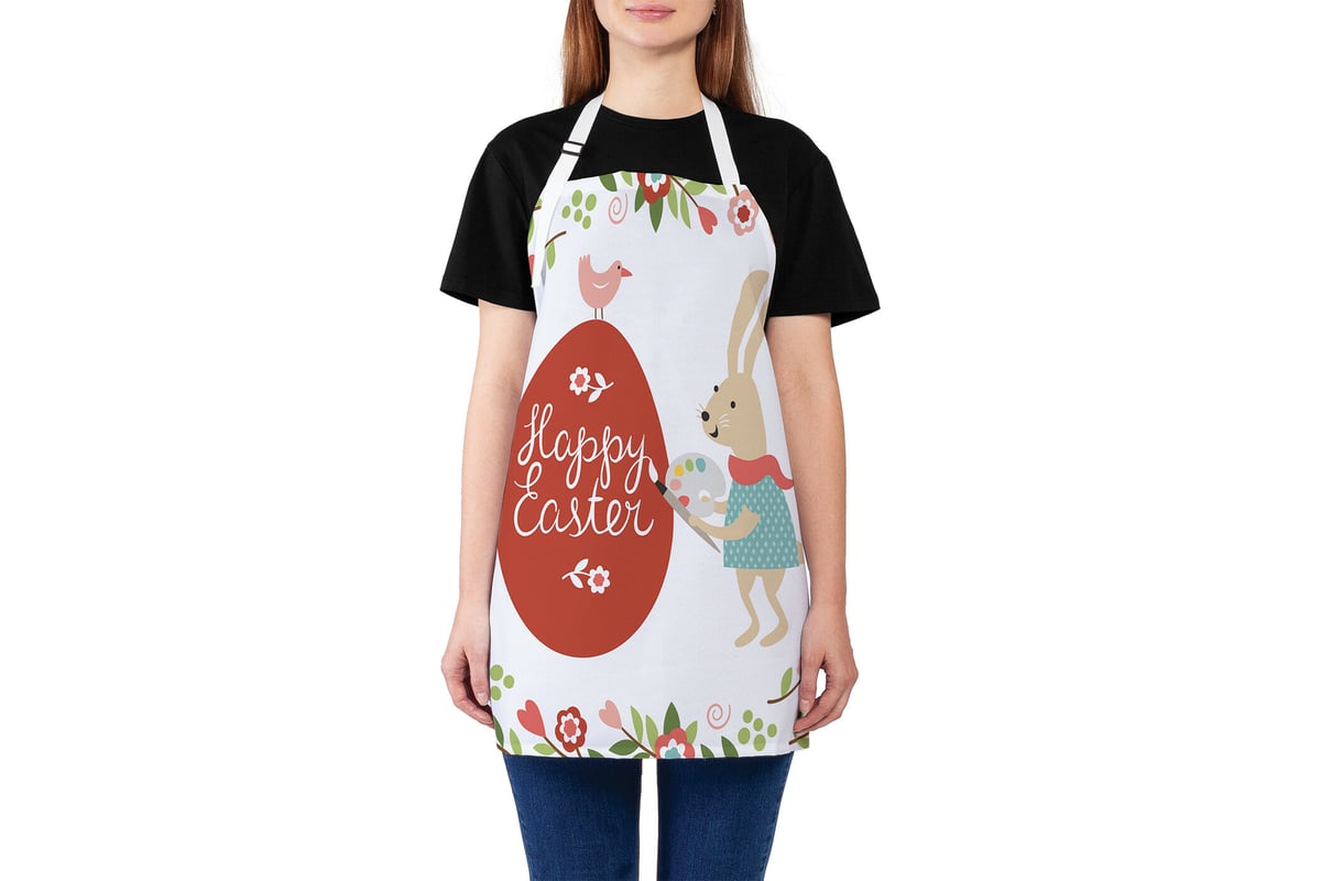 Кухонный фартук JOYARTY Пасхальный зайка-художник, универсальный размер для женщин и мужчин ap ...