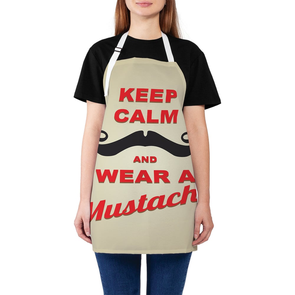 Кухонный фартук JOYARTY Успокойся и носи усы, универсальный размер для женщин и мужчин ap_4513 ...