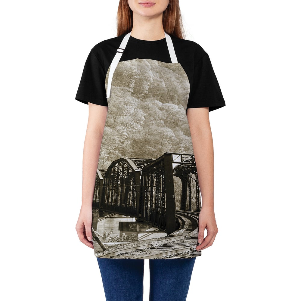Кухонный фартук JOYARTY Железнодорожный мост, универсальный размер для женщин и мужчин ap_17470 ...