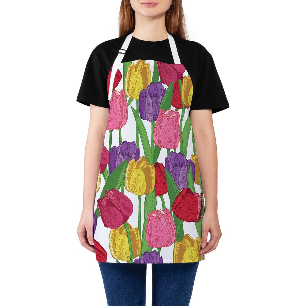 Кухонный фартук JOYARTY Поляна тюльпанов, универсальный размер для женщин и мужчин ap_17761 ...